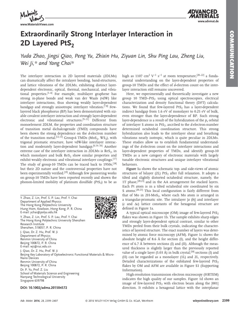 16 (407) - Adv Mater-Extraordinarily Strong Interlayer Interaction in ...