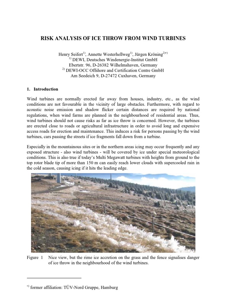 Risk Analysis of Ice Throw - Seifert - 2003 and 1998 Papers | PDF ...