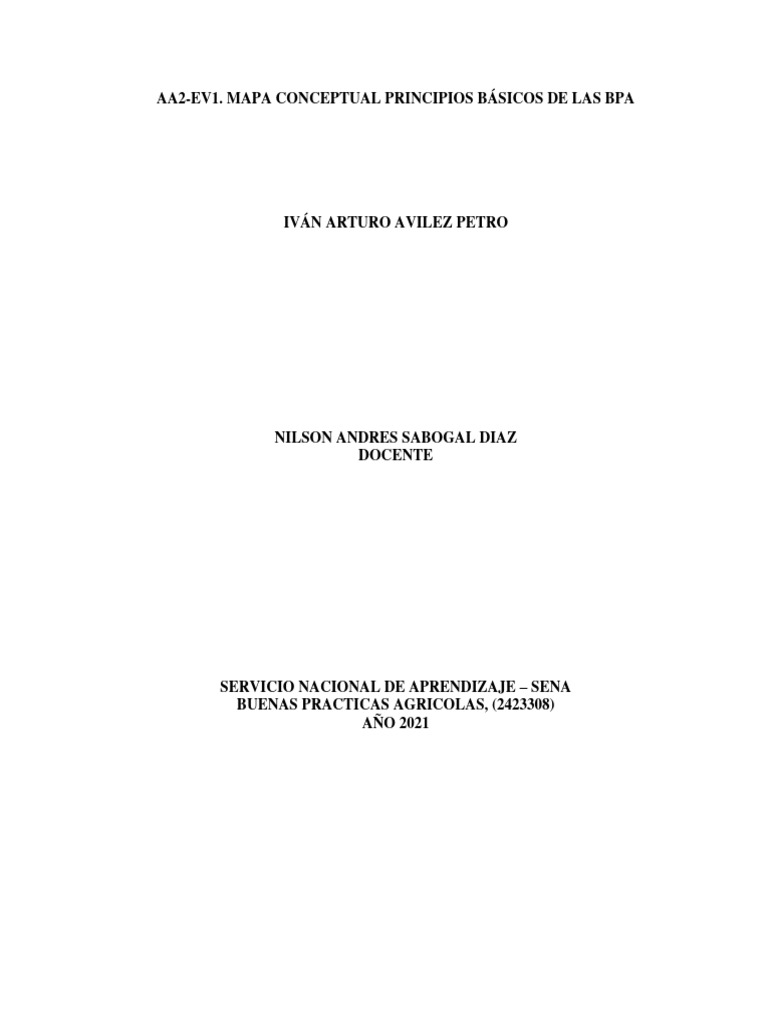 Aa2-Ev1. Mapa Conceptual Principios Básicos de Las Bpa | PDF | Alimentos | Agricultura