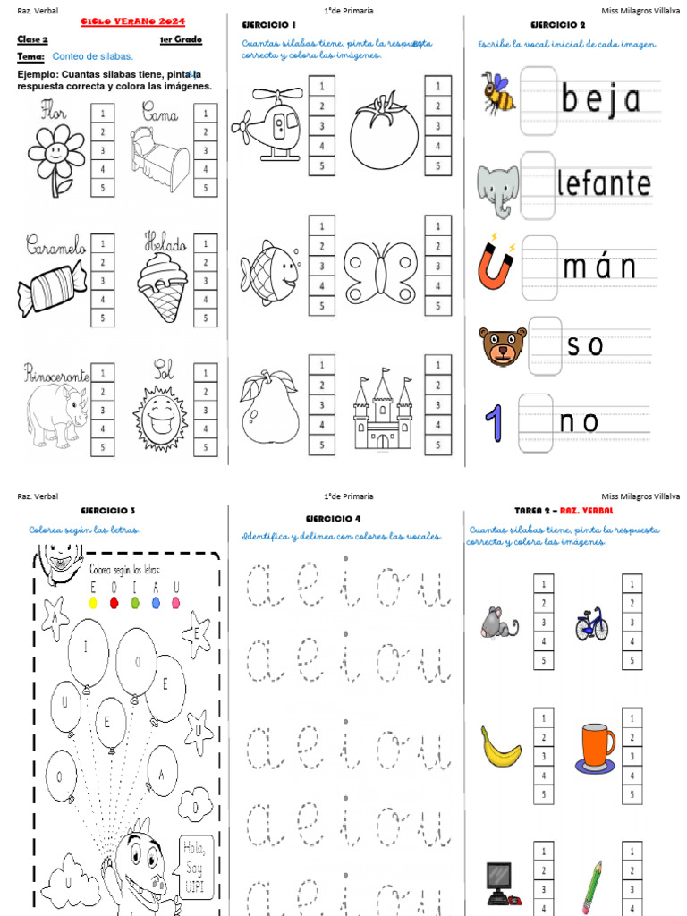 Clase 2 - Conteo de Silabas Primer Grado | PDF