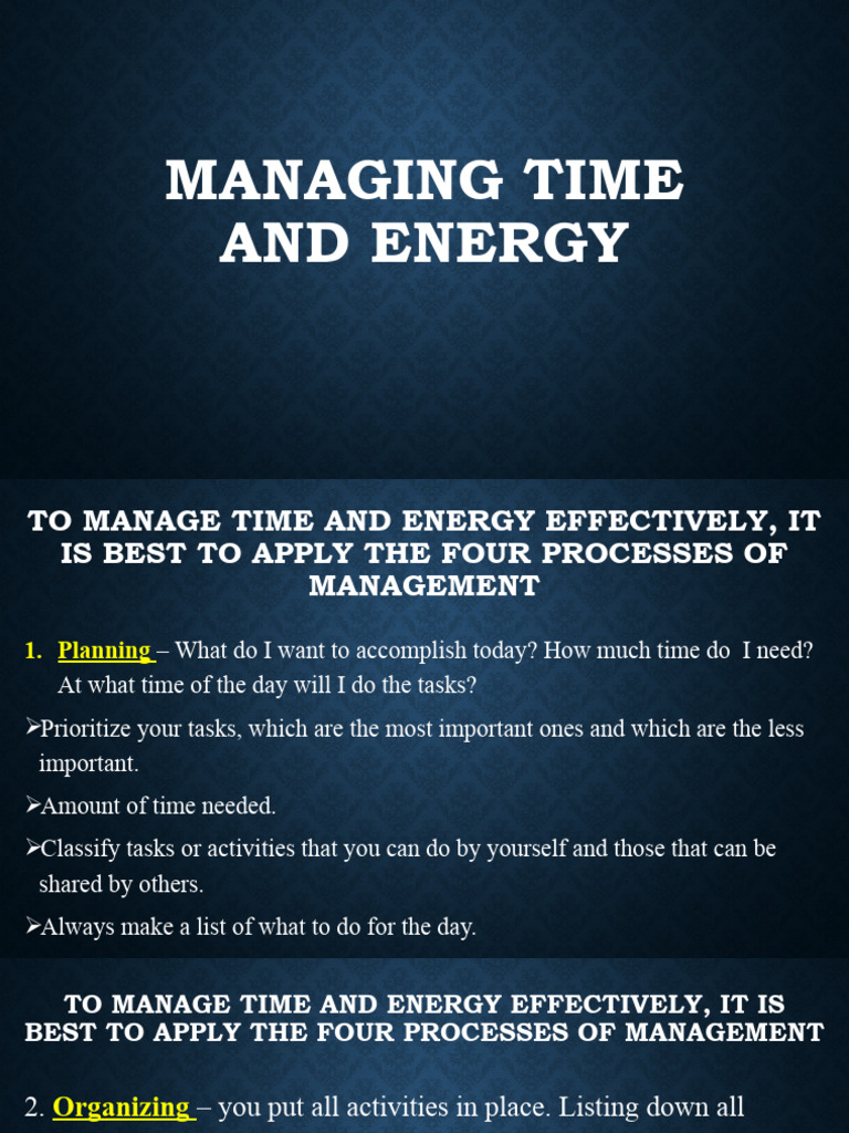 Effective Time and Energy Management | PDF | Cooking, Food & Wine