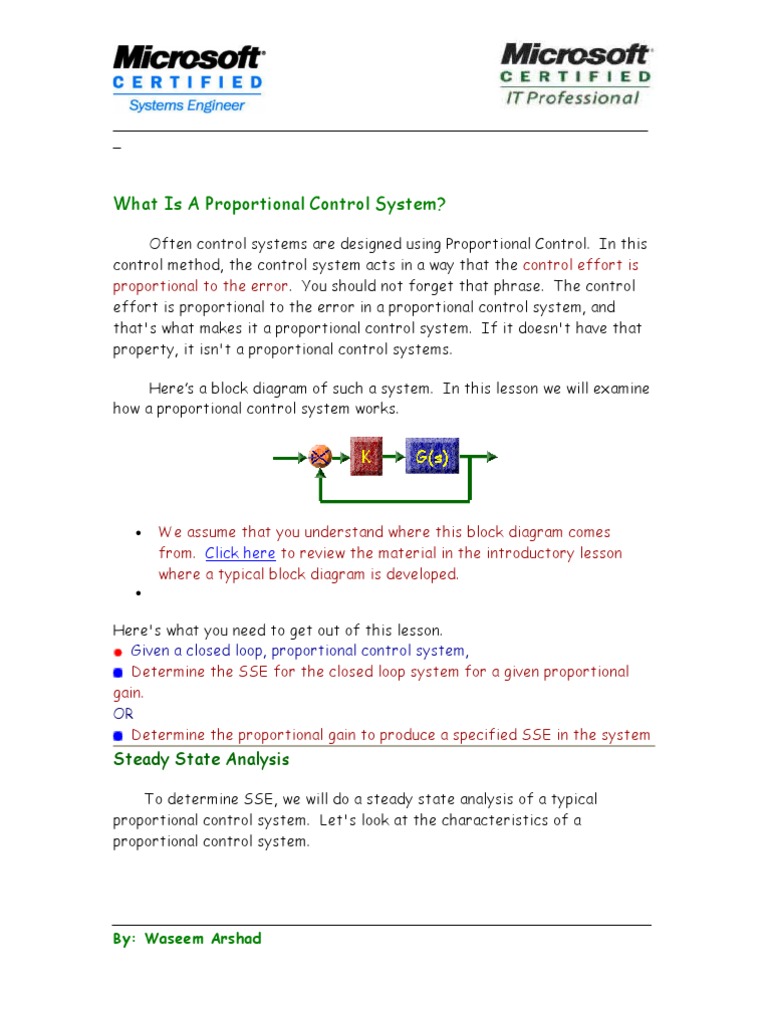 A Proportional Control System Is A Type of Linear Feedback Control ...