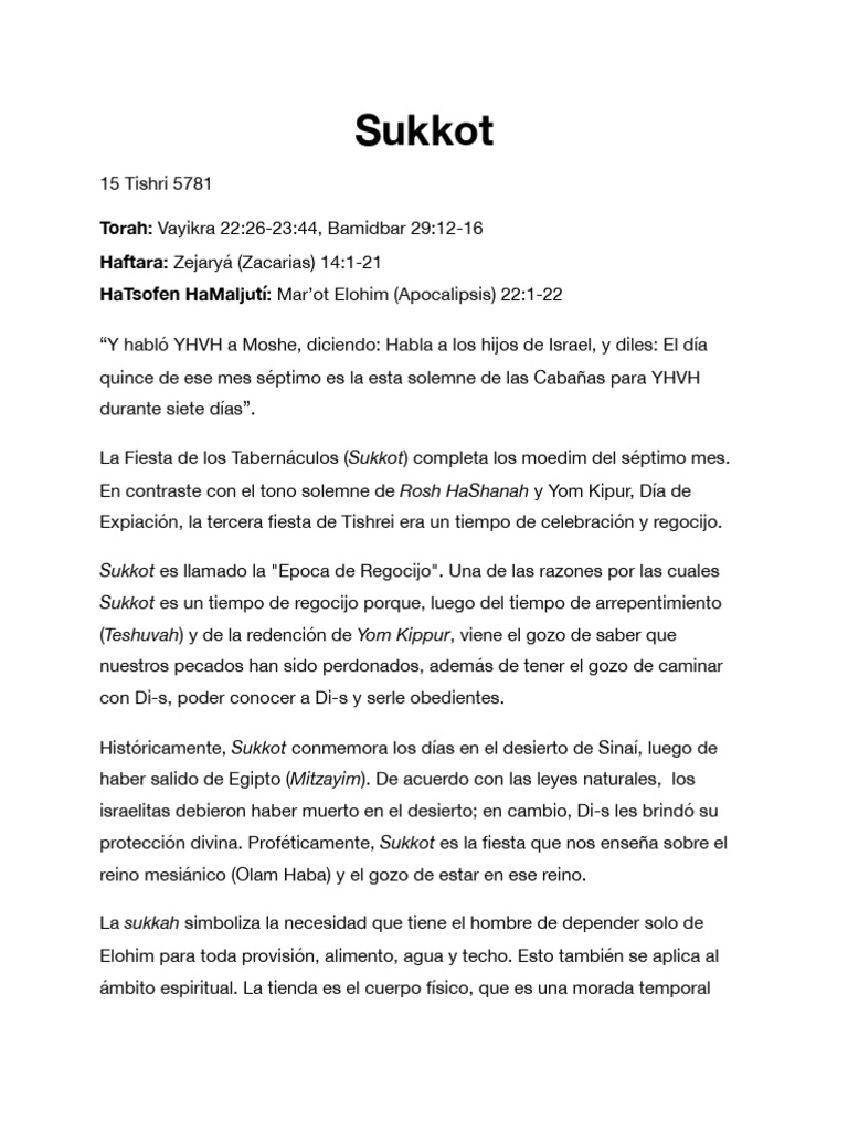 Sukkot 5781 | PDF | Sucot | Yom Kippur