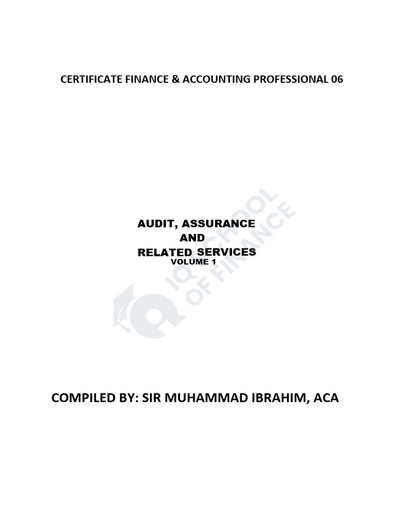 Cfap 6 Volume 1 Updated 2024 | PDF | Financial Audit | Audit