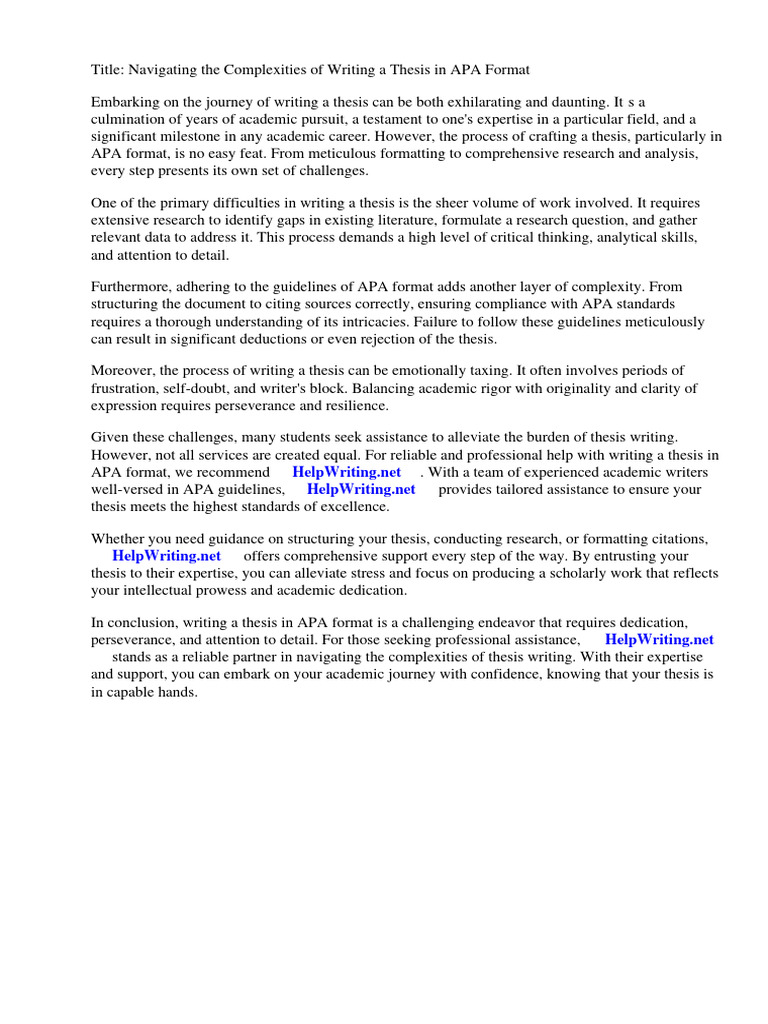 Parts of A Thesis Apa Format | PDF | Apa Style | Thesis