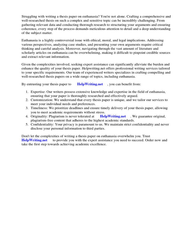 Euthanasia Thesis Writing Guide | PDF | Terminal Illness | Death
