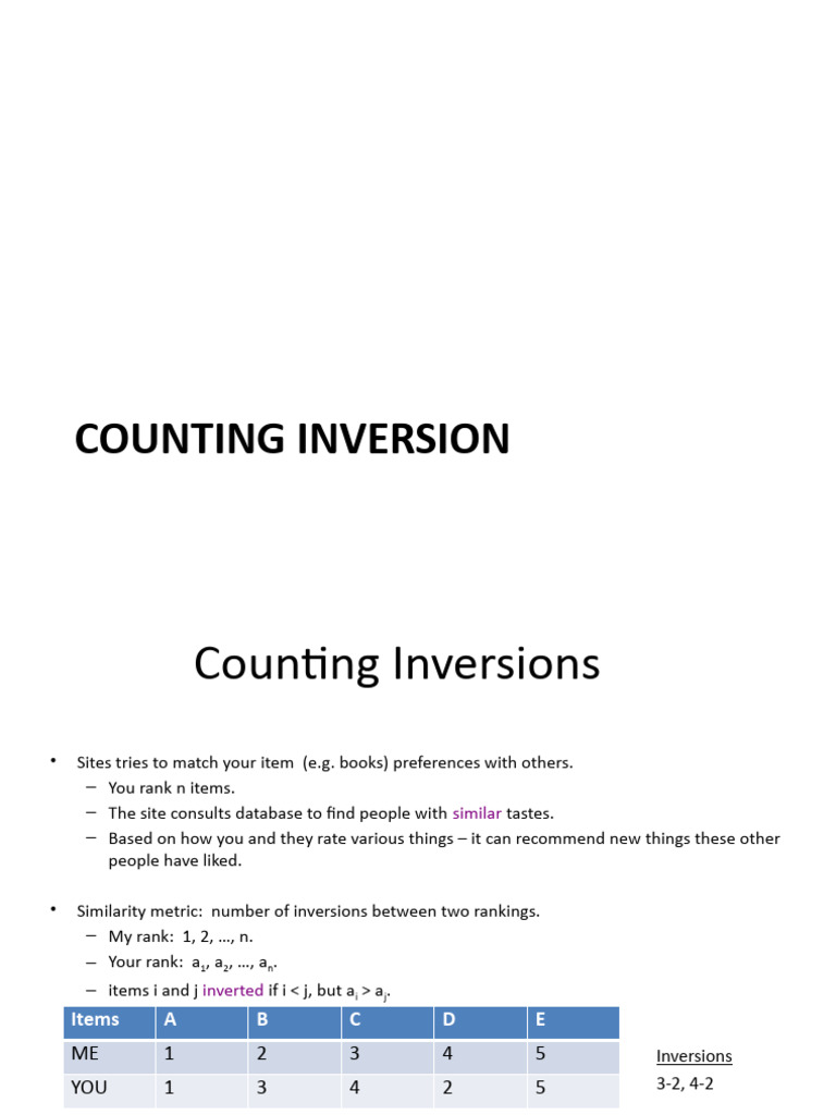 Counting Inversions in Rankings | PDF | Computing | Computer Science