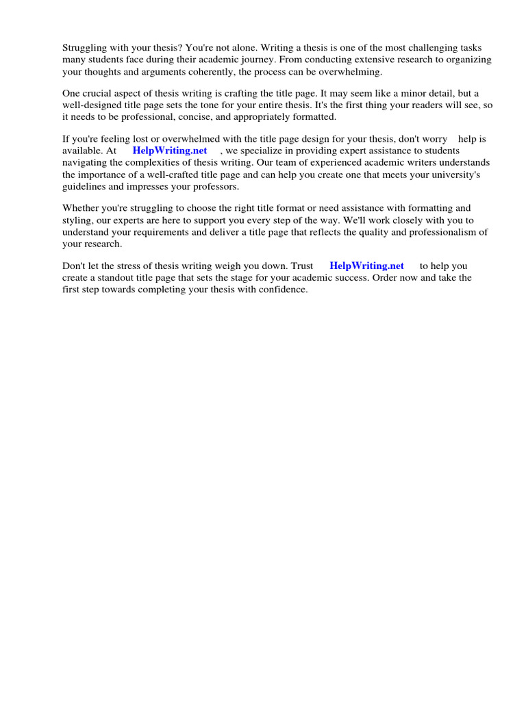 Thesis Title Page Examples | PDF | Thesis | Doctor Of Philosophy