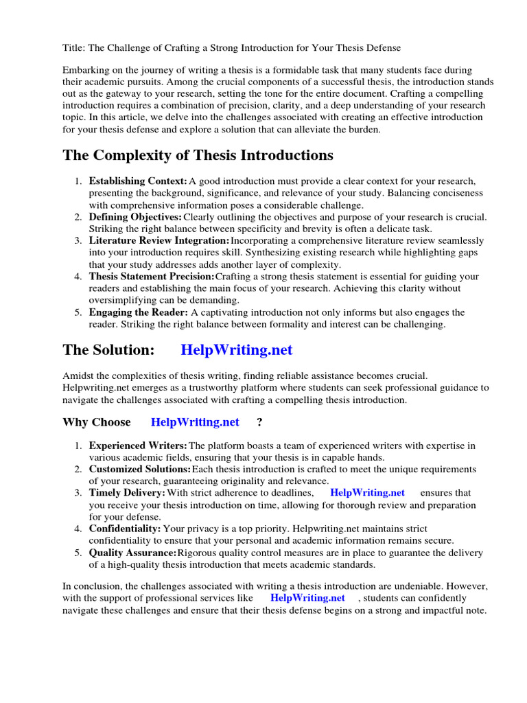 Good Introduction For Thesis Defense | PDF | Thesis | Microsoft Power Point