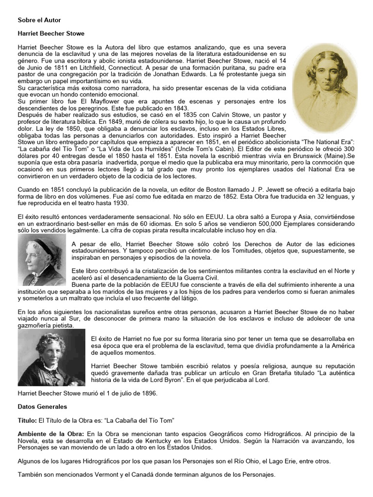 La Cabaña Del Tio Tom - Ficha de Lectura | PDF | La cabaña del tío Tom