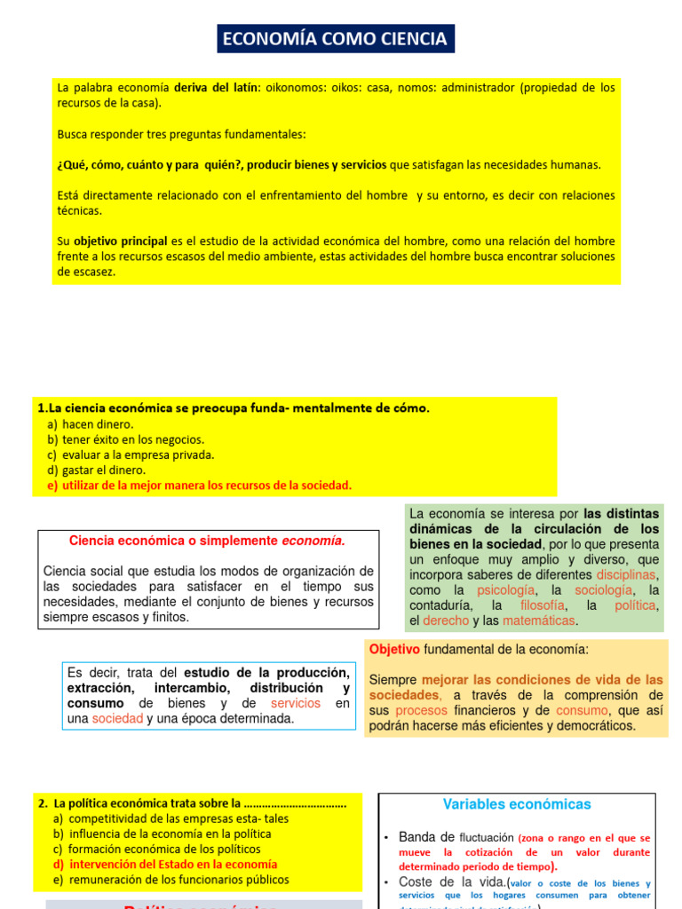 Semana 1 Economia Como Ciencia | PDF | Costo de la vida | Ciencias económicas