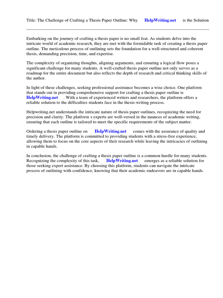 Thesis Paper Outline Format | PDF | Organizational Culture | Essays