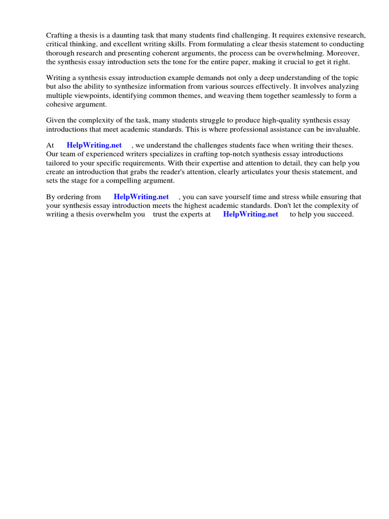 Synthesis Essay Introduction Example | PDF | Essays | Dialectic