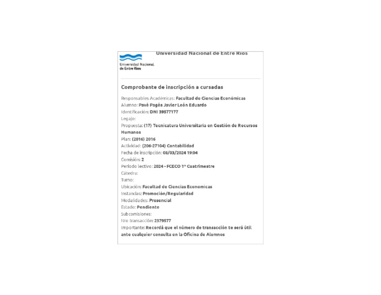 Generar Comprobante | PDF