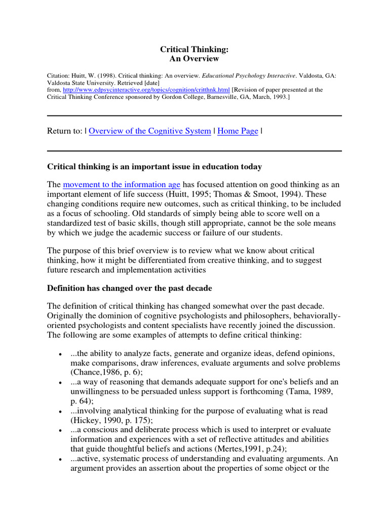 Critical Thinking-Bloom Field | PDF | Thought | Critical Thinking