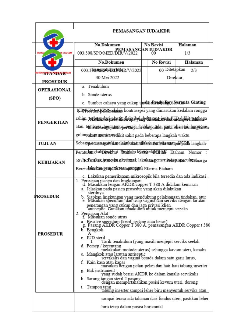 Spo Pemasangan Iud | PDF | Sains & Matematika