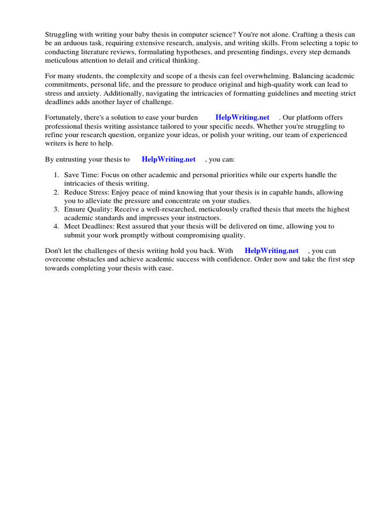 Baby Thesis Sample in Computer Science | PDF | Thesis | Knowledge