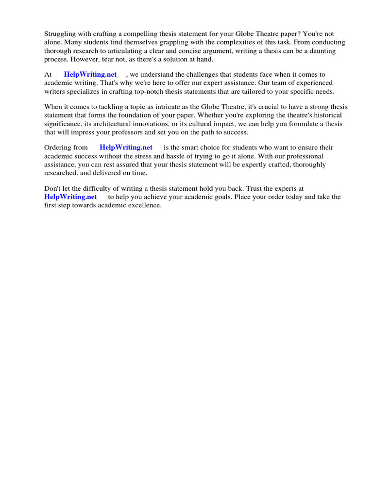 Globe Theatre Thesis Statement | Download Free PDF | William ...