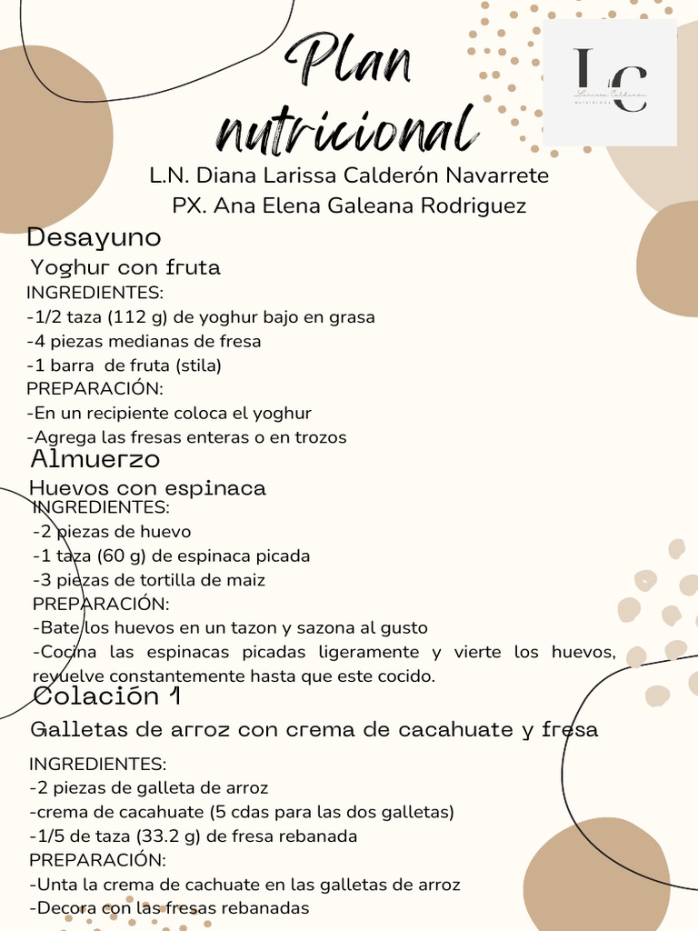 Plan Nutricional Saludable y Sencillo | PDF | Huevo como alimento ...