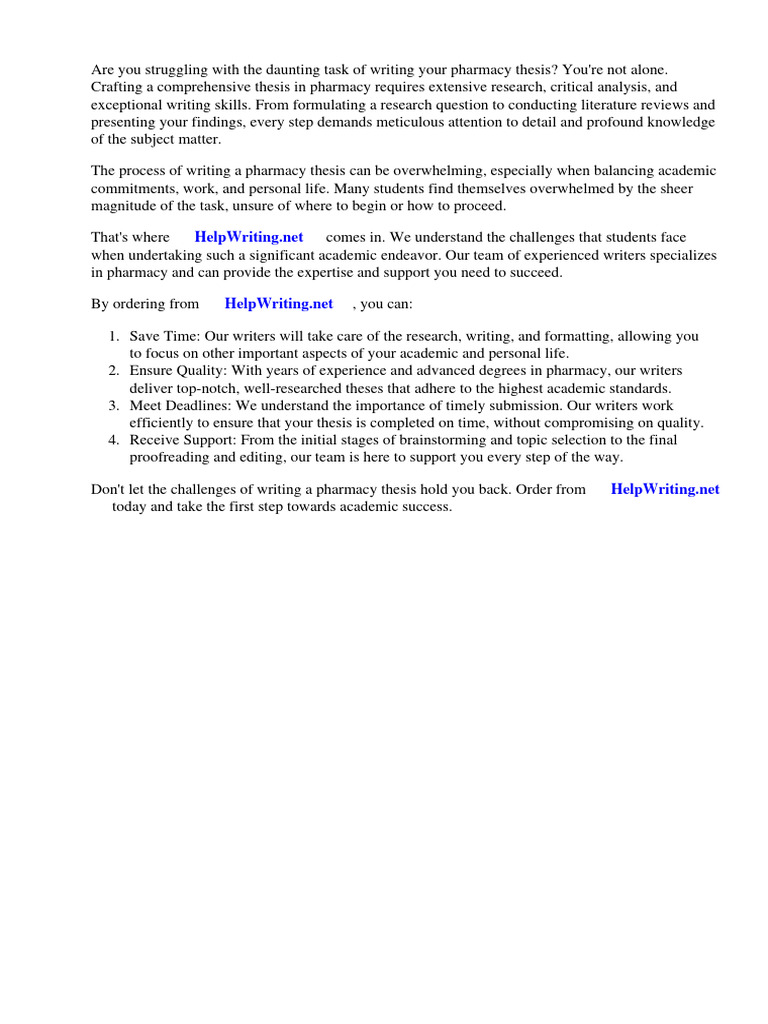 Pharmacy Thesis Sample | PDF | Pharmacy | Pharmacist