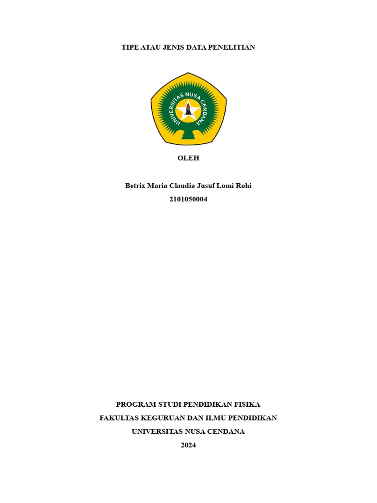Tipe Atau Jenis Data Penelitian-Mateodologi-Tugas 1-1 | PDF