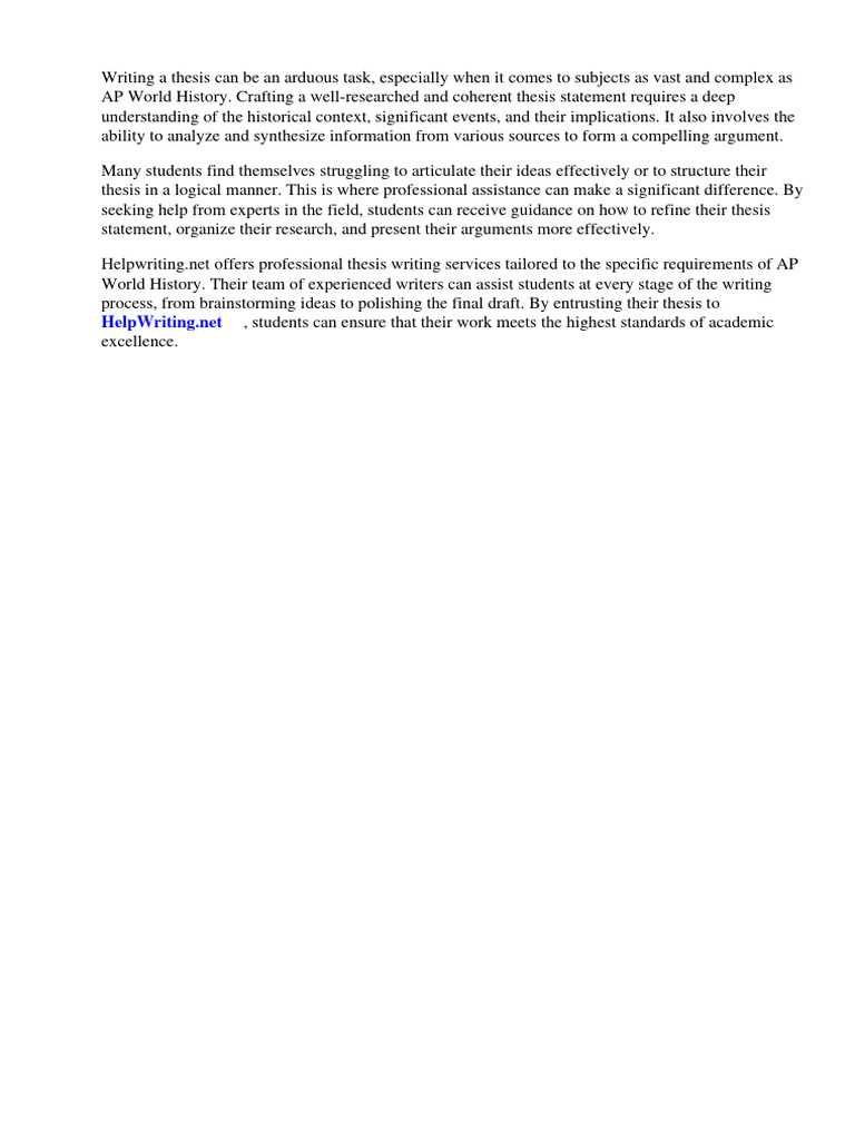 Example Thesis Statement AP World History | PDF | Essays | Thesis