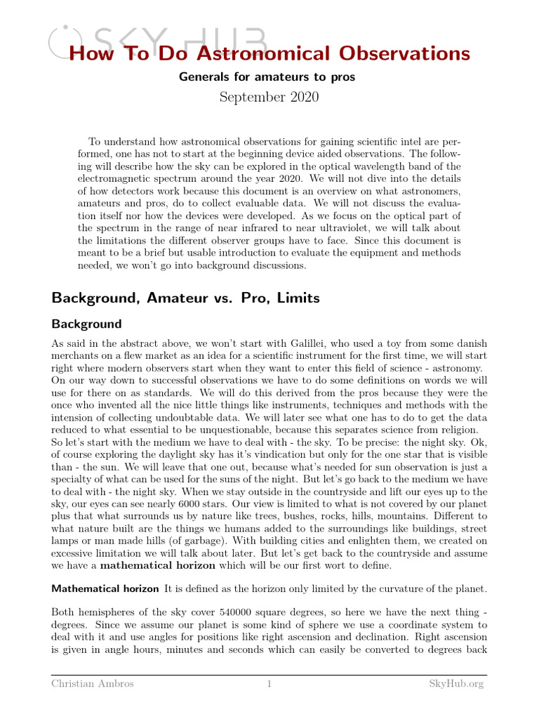 How To Do Astronomical Observations | PDF | Optics | Telescope