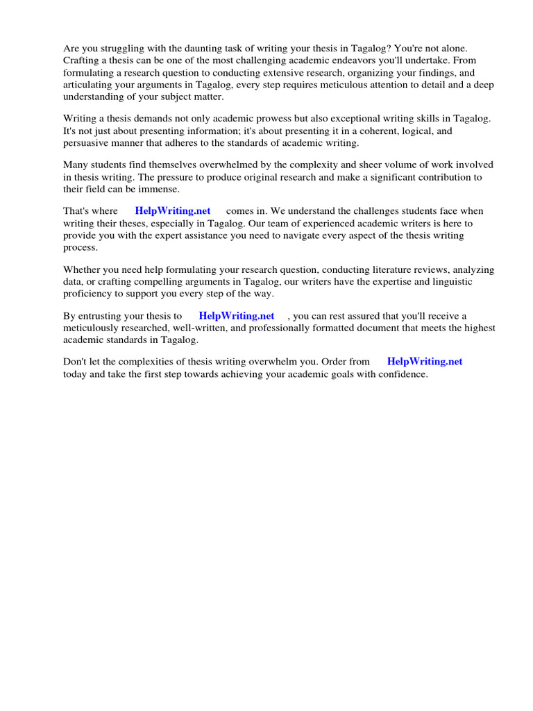 Thesis Parts in Tagalog | PDF | Tagalog Language | Thesis