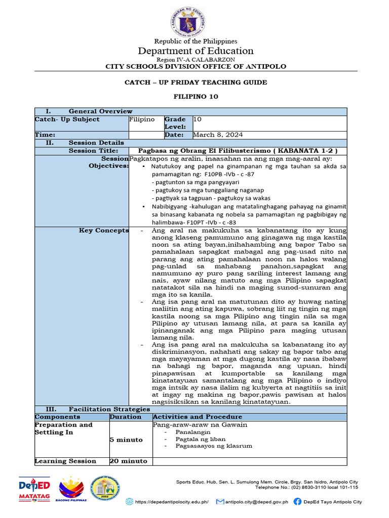 Cuf-March 8, 2024 - Filipino 10 | PDF