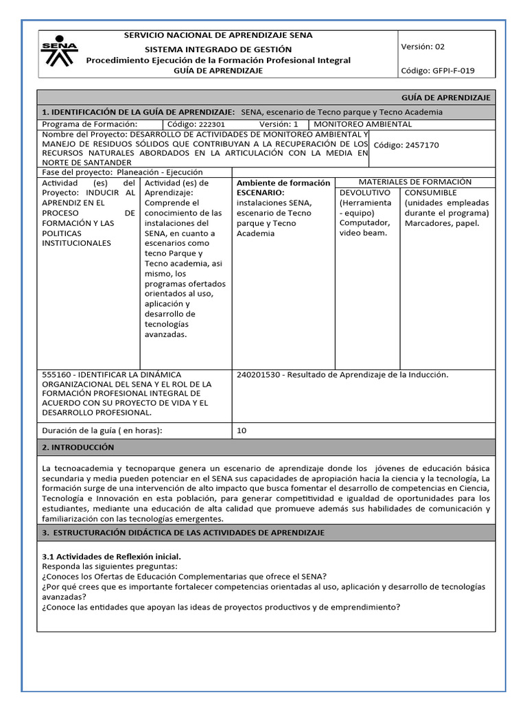 GUIAS TECNICA SENA Grado 10-11 | PDF | Aprendizaje | Iniciativa empresarial
