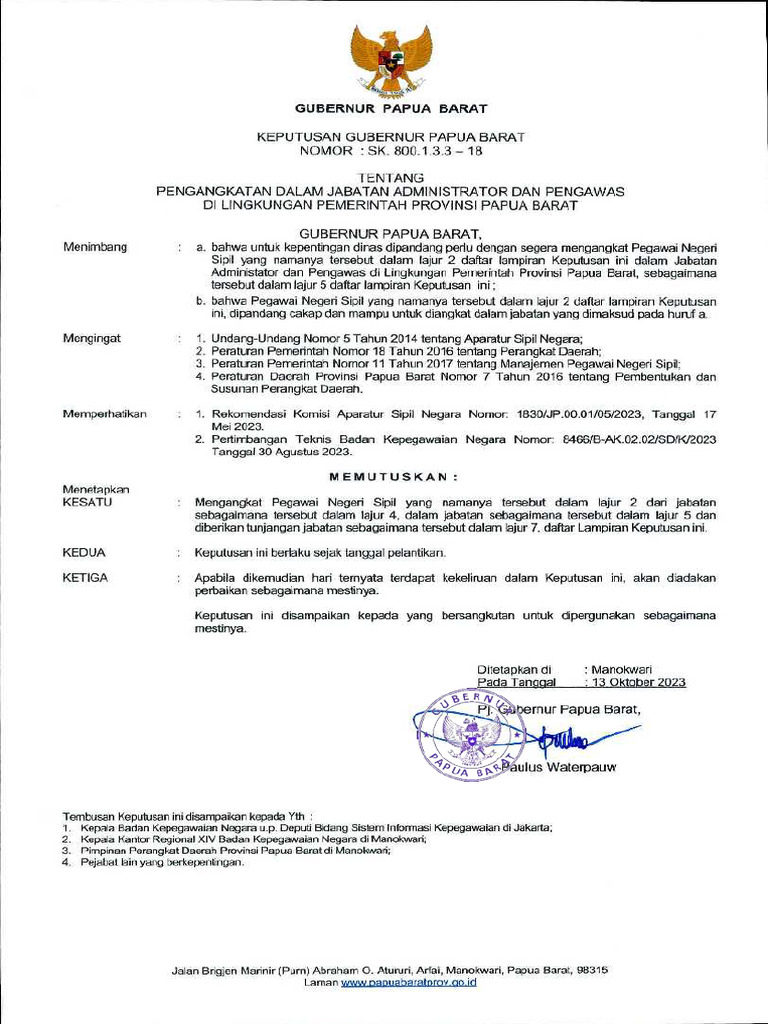 SK Pengangkatan Dalam Jabatan | PDF