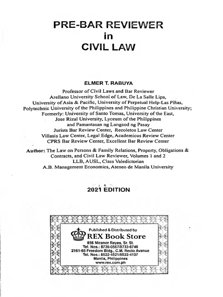 Rabuya Prebar Reviewer Civ Law 2021 2 | PDF | Will And Testament | Damages