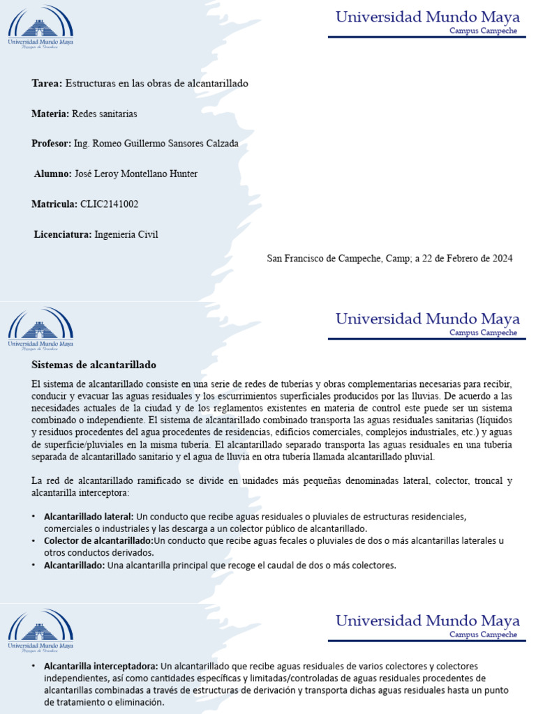 estructuras en las obras de alcantarillado | PDF | Tratamiento de aguas residuales | Aguas ...