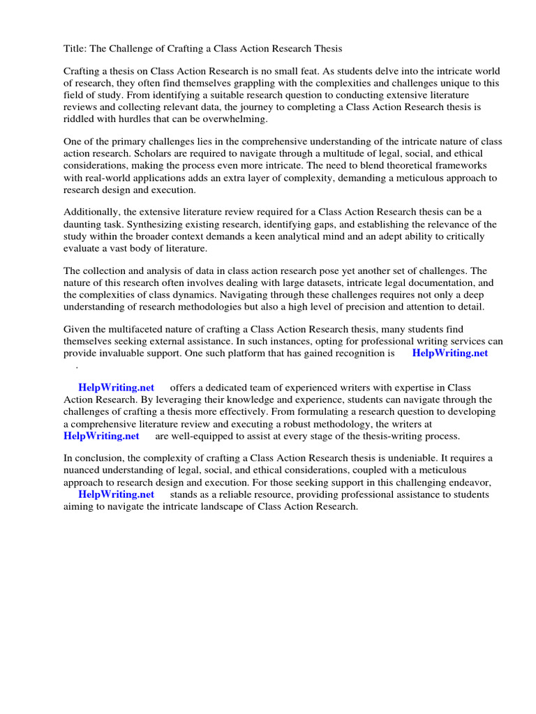 Thesis of Class Action Research | PDF | Methodology | Action Research
