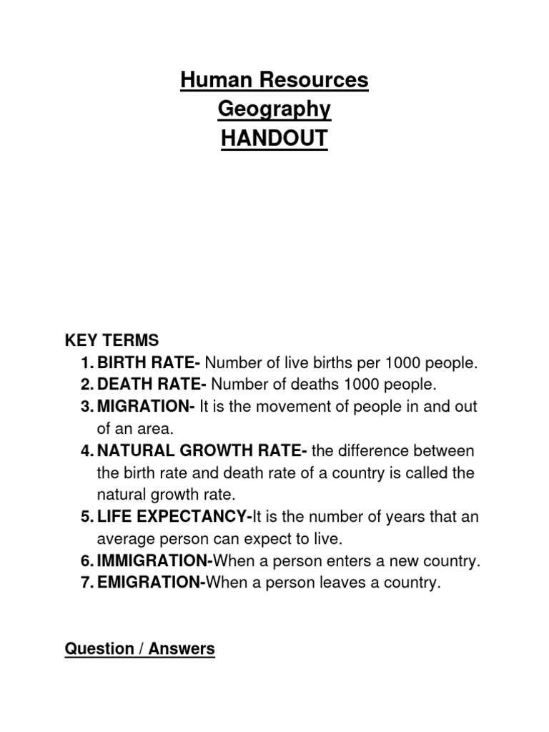 Human Resources -Handout | PDF | Birth Rate | Economies