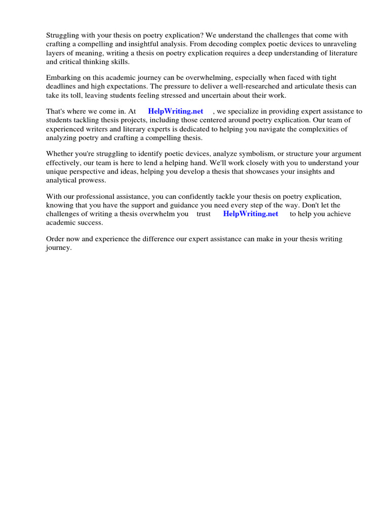 Thesis Poetry Explication | Download Free PDF | Poetry | Essays