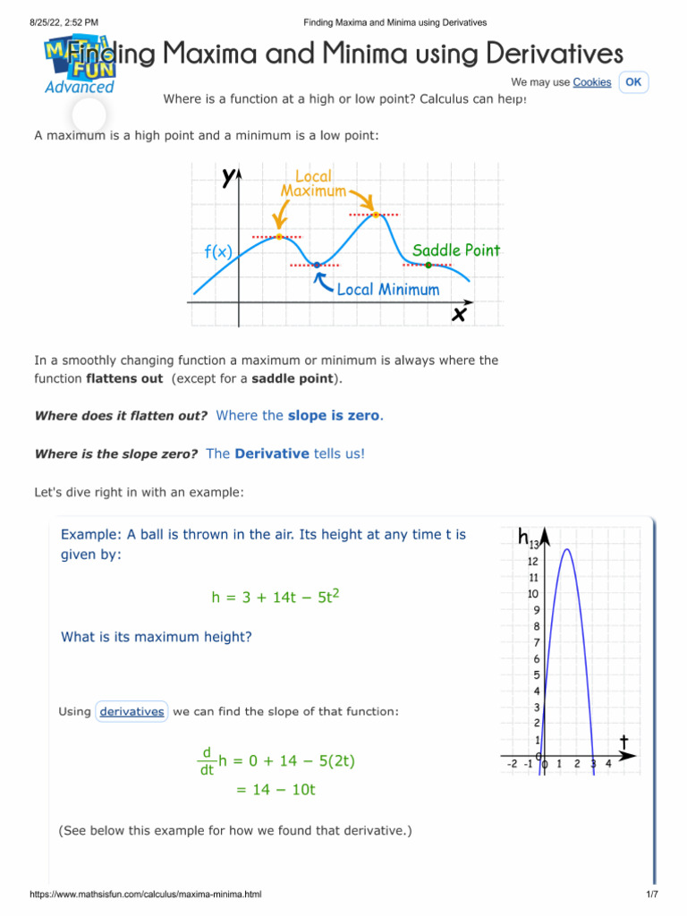 Minima Maxima of A Function | PDF