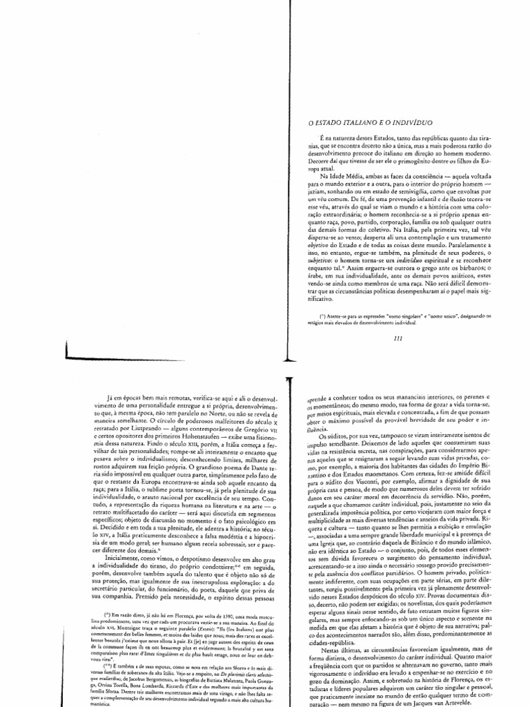 BURKE_Jacob Burckhardt e o renascimento italiano. BURCKHARDT_O estado italiano e o individuo_A ...