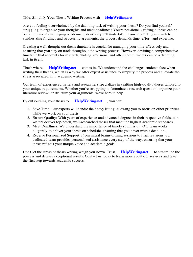 Thesis Time Table Sample | PDF | Thesis | Essays