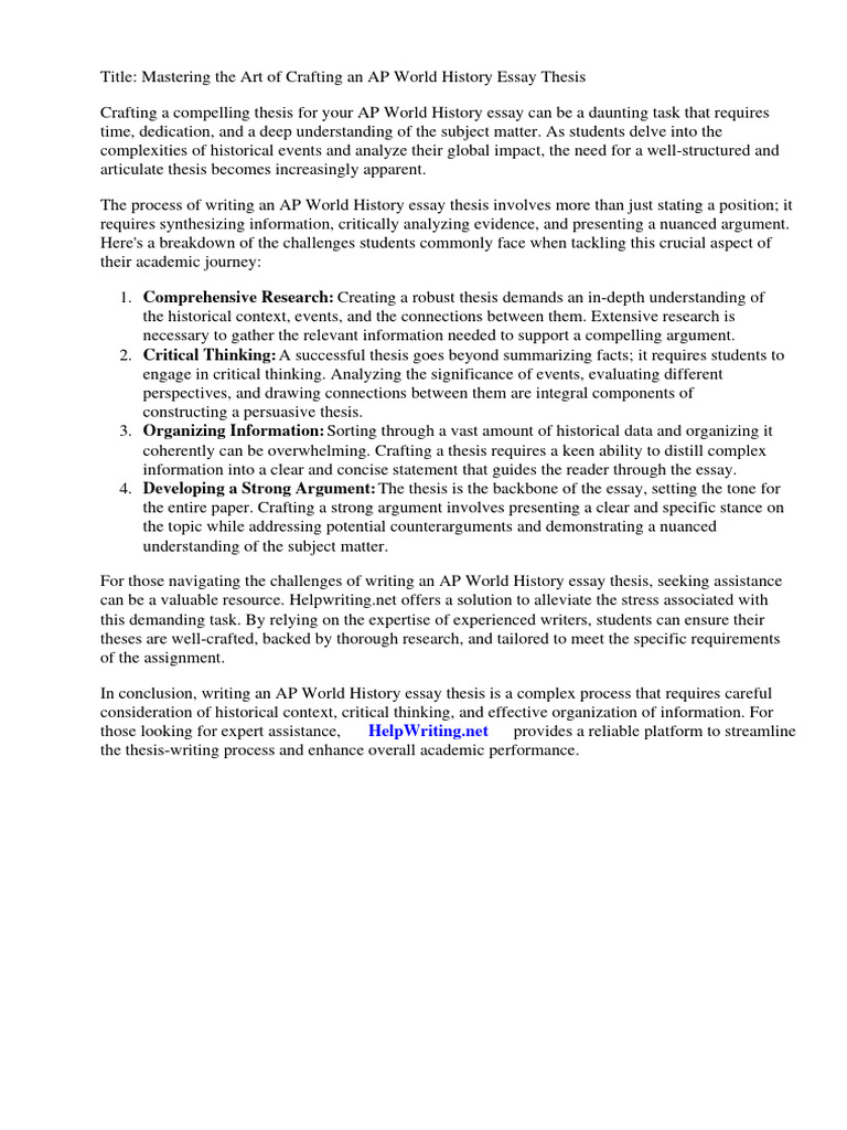 How To Write An AP World History Essay Thesis | PDF | Essays | Thesis