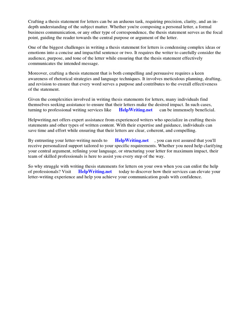 Thesis Statements For Letters | PDF | Essays | Thesis