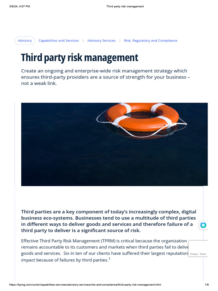 Third Party Risk Management Framework | PDF | Risk Management | Risk