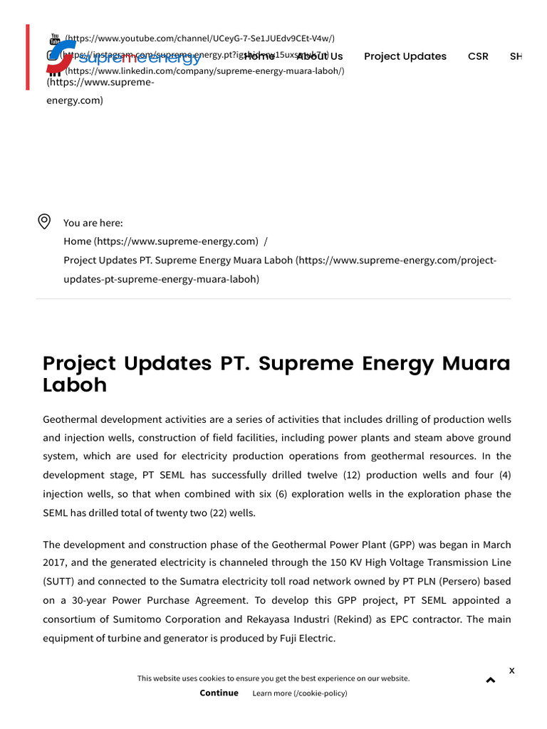 Project Updates PT. Supreme Energy Muara Laboh | PDF | Power Station ...