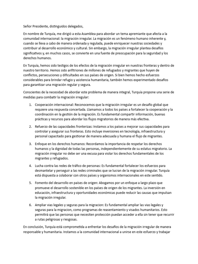 Discurso ONU 2 | PDF | Migración humana