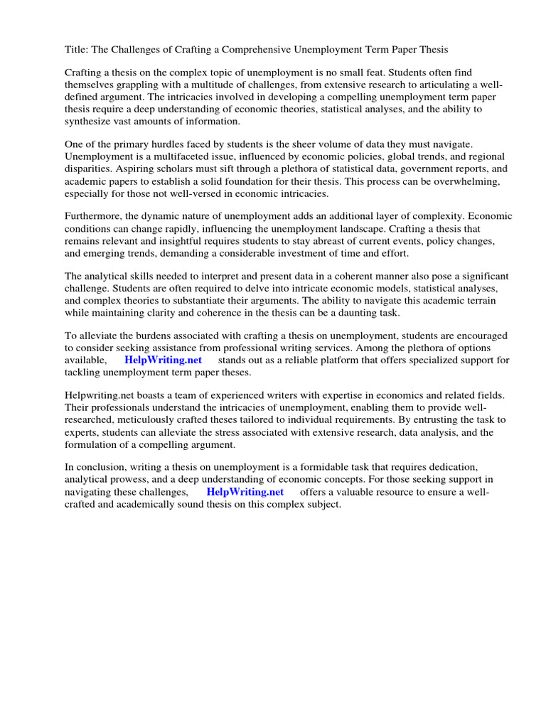 Unemployment Term Paper Thesis | PDF | Unemployment | Employment