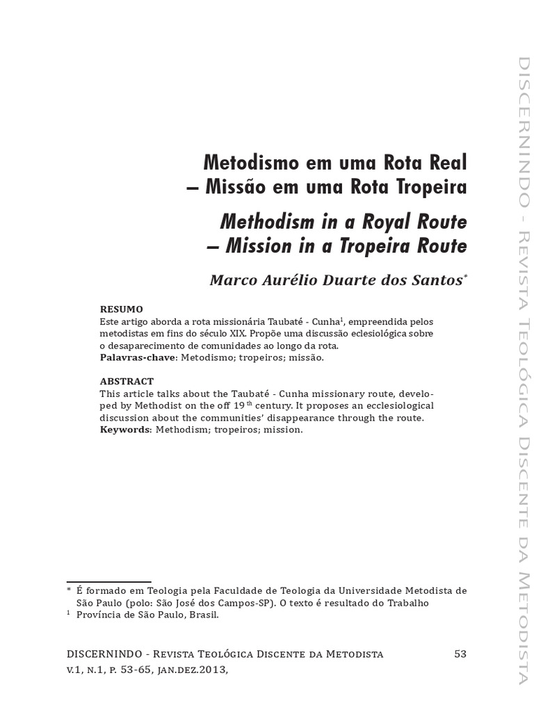 Metodismo na Rota Taubaté-Cunha | PDF | Metodismo | Igreja católica