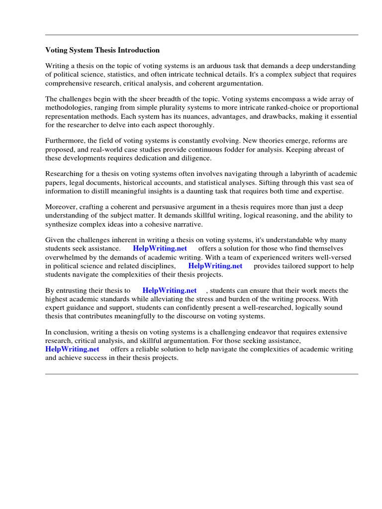 Voting System Thesis Introduction | PDF | Electronic Voting | Voting