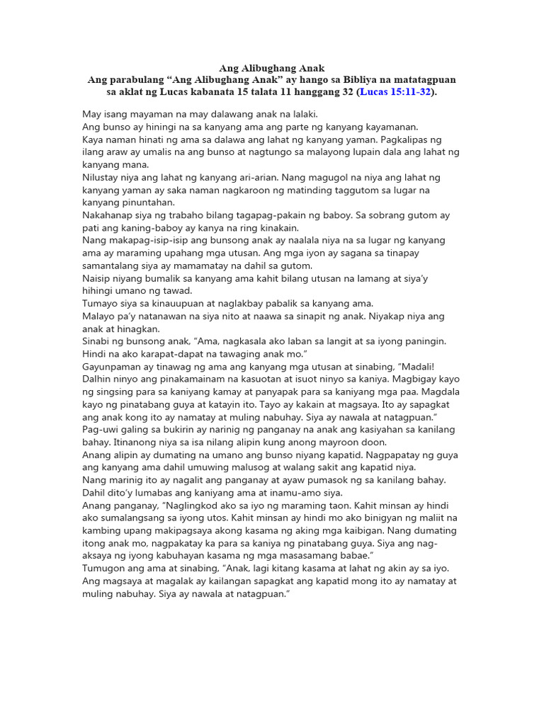 Ang Alibughang Anak Story | PDF