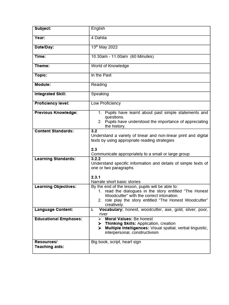 Year 4 C3 L45 Reading LP | PDF | Teachers | Learning