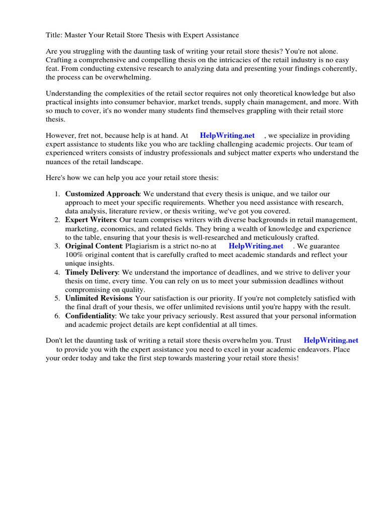 Retail Store Thesis | PDF | Retail | Online Shopping